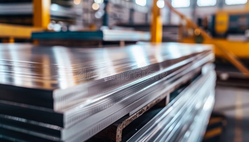 Stack of Metal Sheets with a Shiny, Reflective Surface. Stock Photo ...