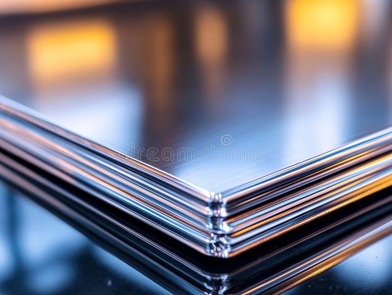 A Stack of Metal Sheets Sitting on Top of a Table Stock Image - Image ...