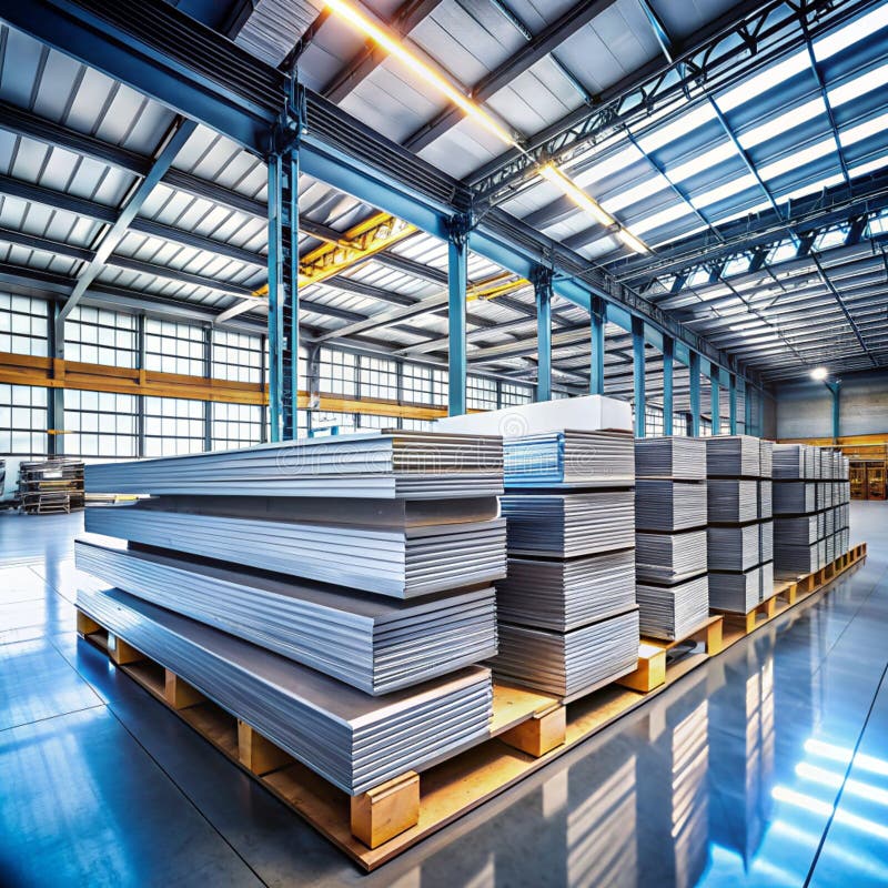Stack of Metal Sheets in a Warehouse Stock Illustration - Illustration ...