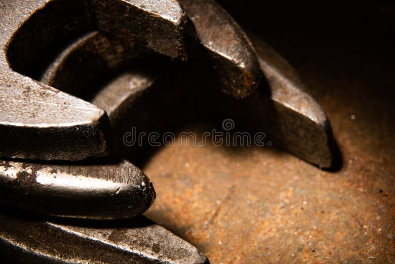 A Stack of Metal Spanner in Dark Contrast Lighting Stock Photo - Image ...