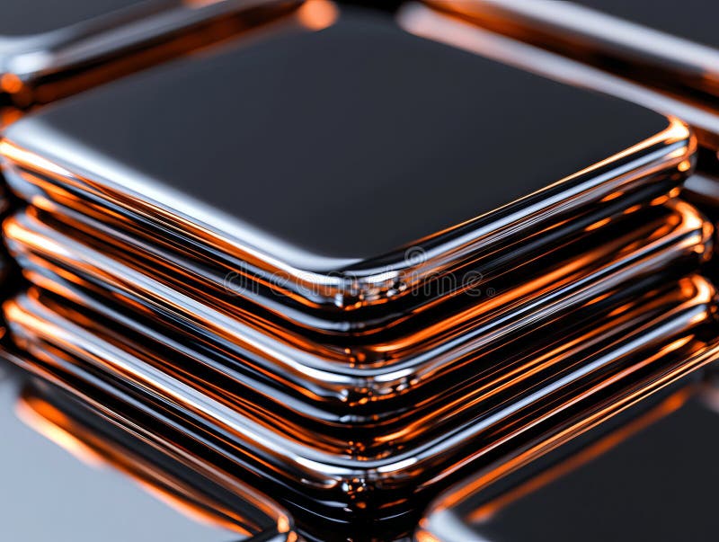 A Stack of Metal Squares with a Black Screen on Top Stock Photo - Image ...