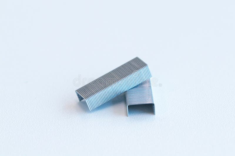 Stack of Metal Staples Small (stapler) on a White Background. Small ...