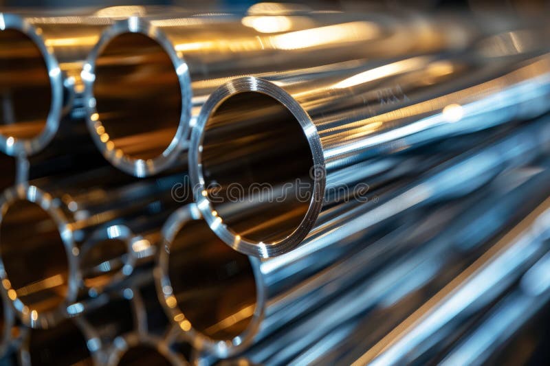 Stack of metal steel pipes stock photo. Image of plumbing - 347448952