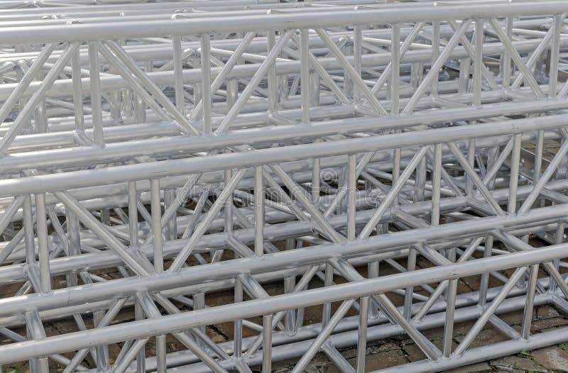Stack of Metal Trusses for Mounting the Stage Stock Photo - Image of ...