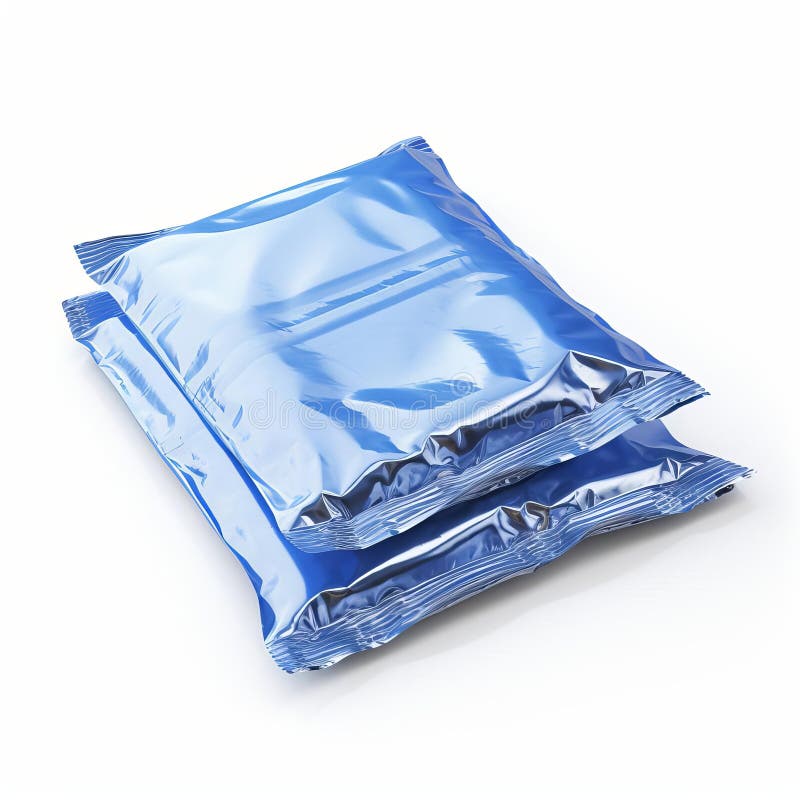 Stack of Metallic Square Packets on White Background Stock Illustration ...