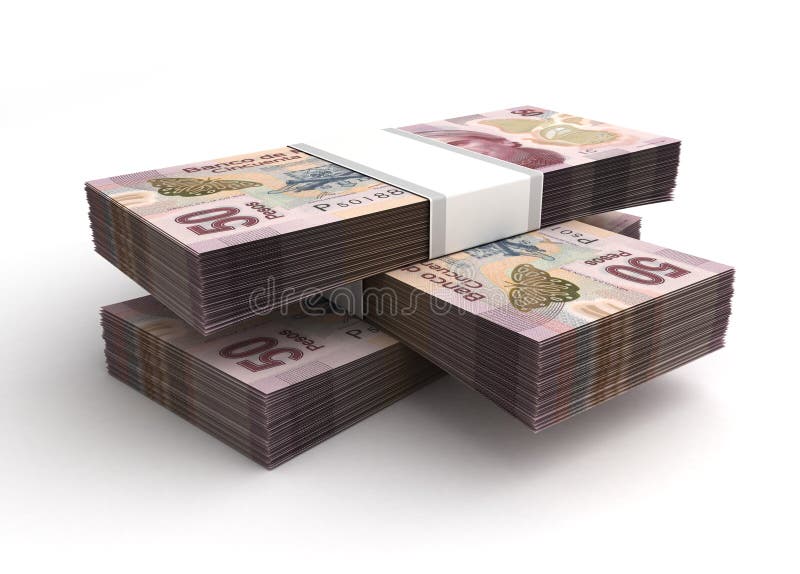 Stack of Mexican Pesos stock illustration. Illustration of currency ...