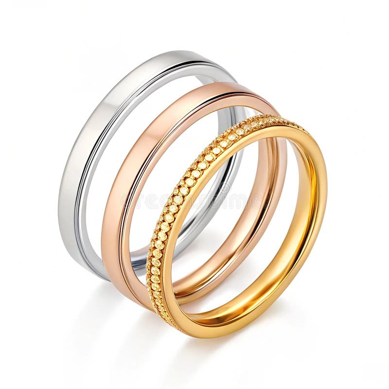 Stack of Midi Rings Isolated on White Background Stock Illustration ...