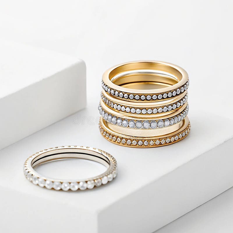 Stack of Midi Rings Isolated on White Background Stock Illustration ...