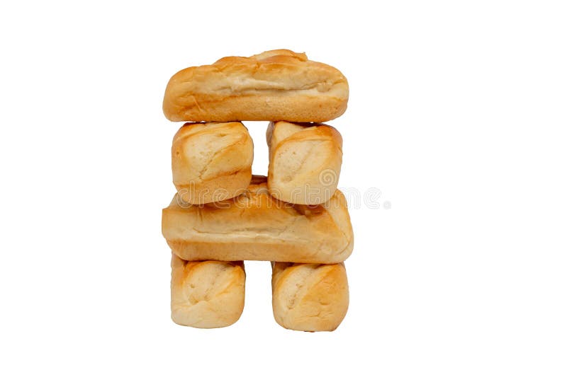 Stack of Milk Buns Isolated on White Background. Stock Image - Image of ...