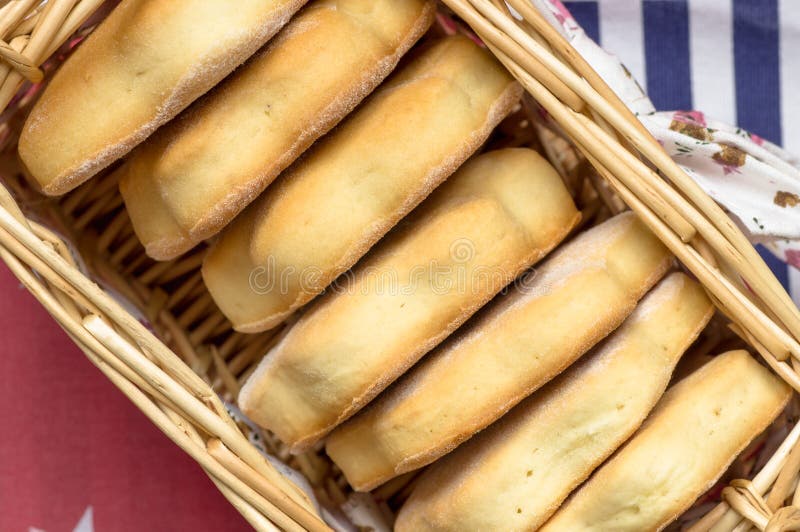 Stack of Milk Cookies in a Wicker Basket Stock Photo - Image of ...