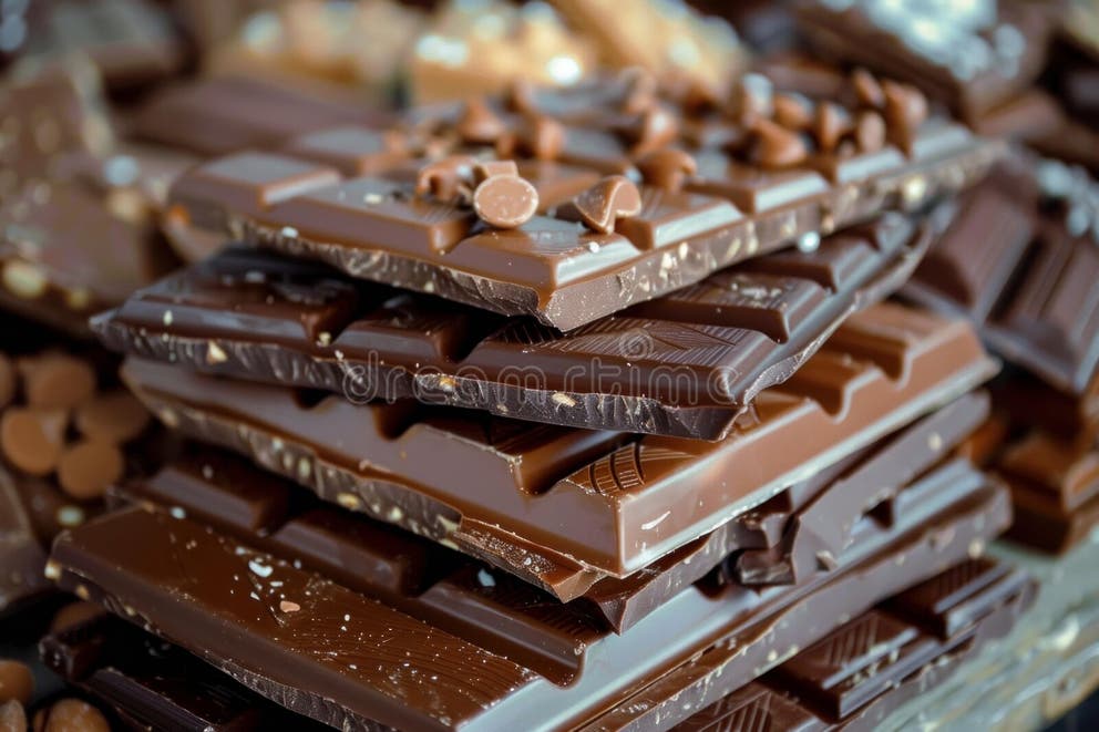 Stack of Milk and Dark Chocolate Bars with Chocolate Chips Stock Image ...