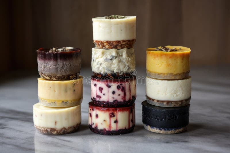 Stack of Mini Cheesecakes, Each One with a Different Flavor Stock Photo ...