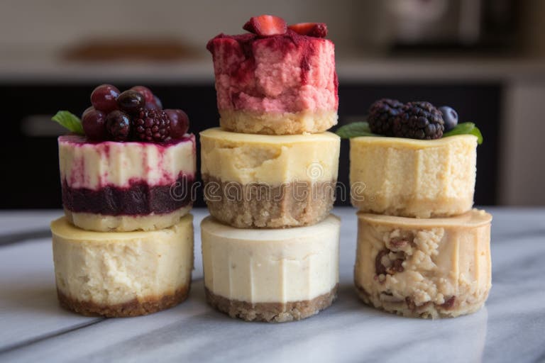 Stack of Mini Cheesecakes, Each One with a Different Flavor Stock ...