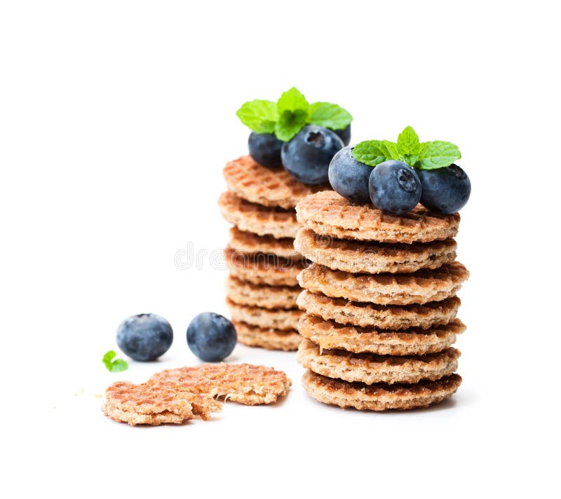 Stack of Mini Dutch Caramel Waffles Isolated Stock Image - Image of ...