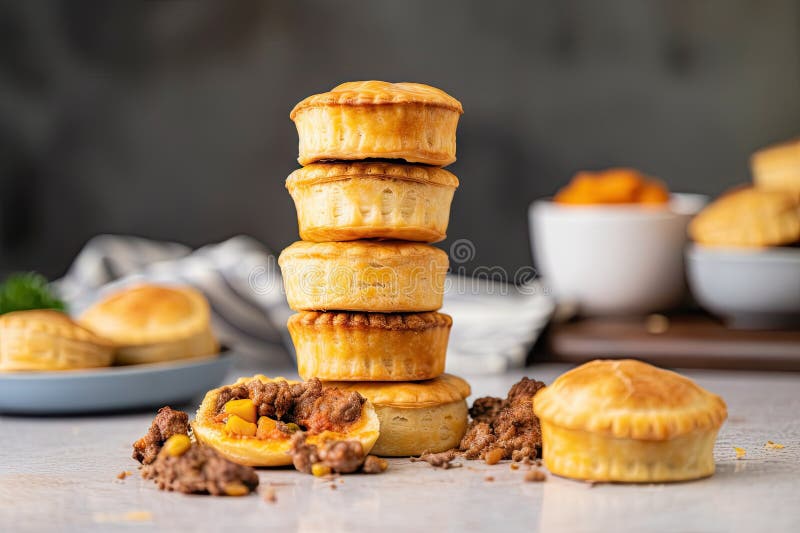 Stack of Mini Meat Pies, Ready To Be Served at Breakfast or Brunch ...