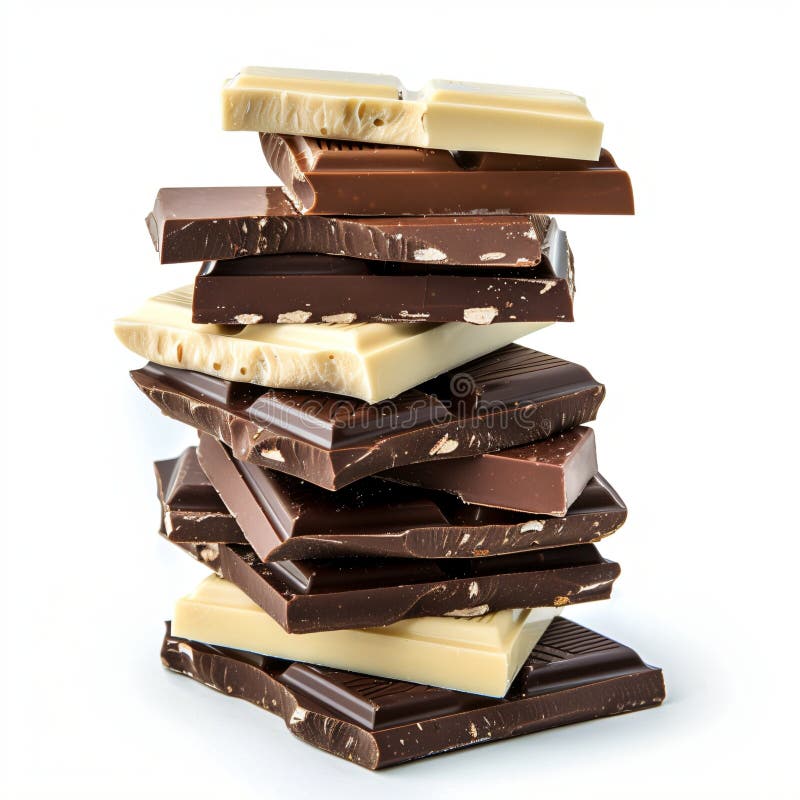 Stack of Mixed Chocolate Bars, High Contrast, Gourmet Dessert ...