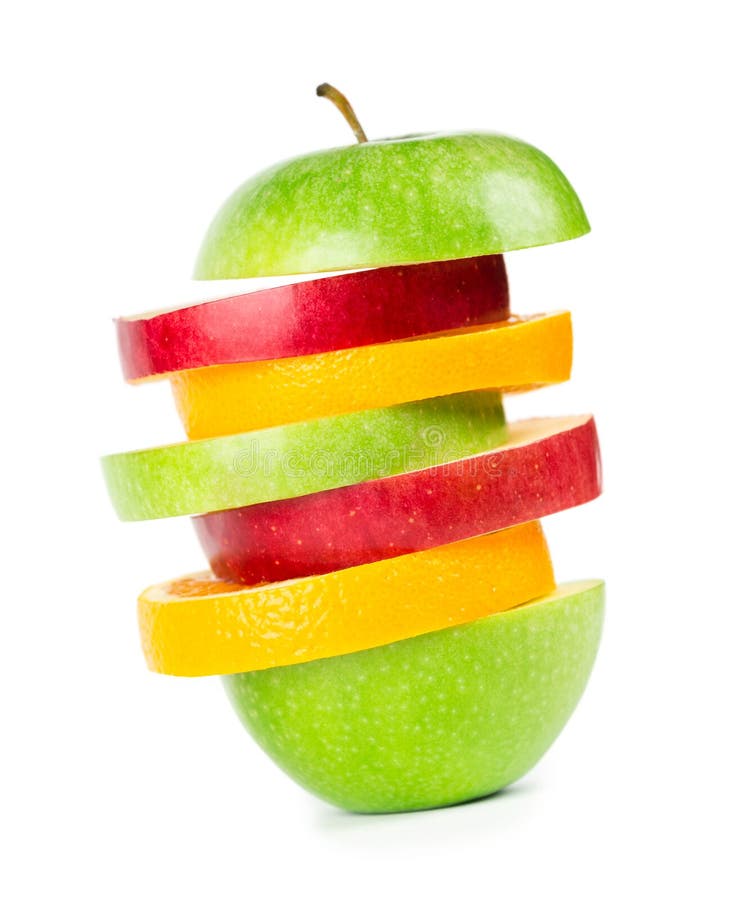 Stack of Mixed Fruit Slices on White Stock Image - Image of vitamins ...