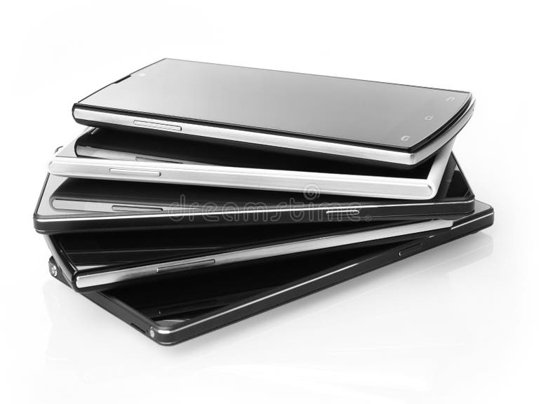 Stack of mobile phones stock photo. Image of display - 60839404