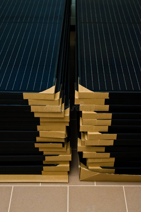 Stack of New Solar Panel Ready for Installation Stock Photo - Image of ...