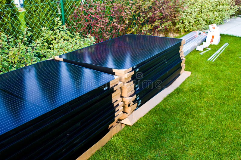 Stack of New Solar Panel Ready for Installation Stock Image - Image of ...