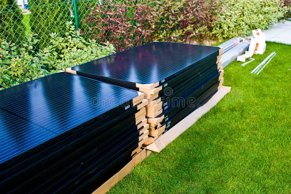 Stack of New Solar Panel Ready for Installation Stock Image - Image of ...