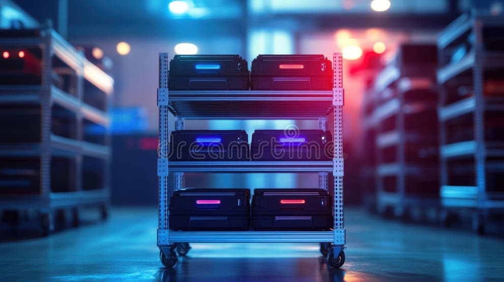 A Stack of Modular Shelving Units Filled with Customizable Production ...