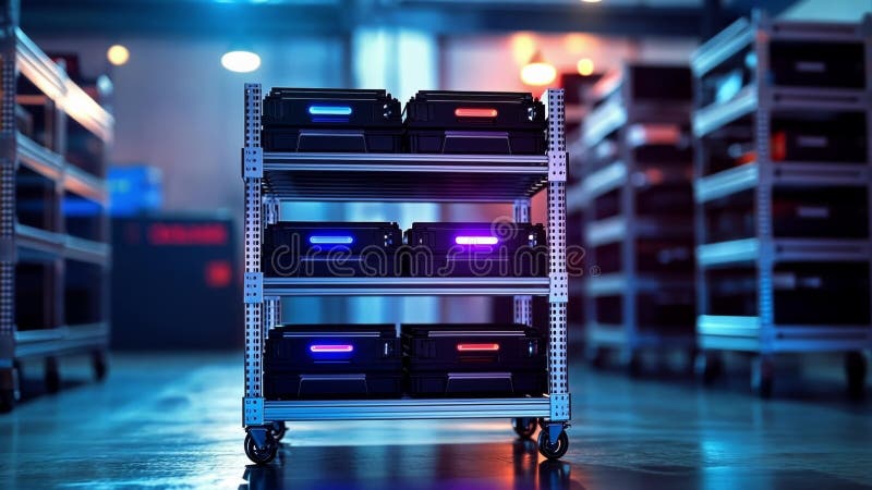 A Stack of Modular Shelving Units Filled with Customizable Production ...