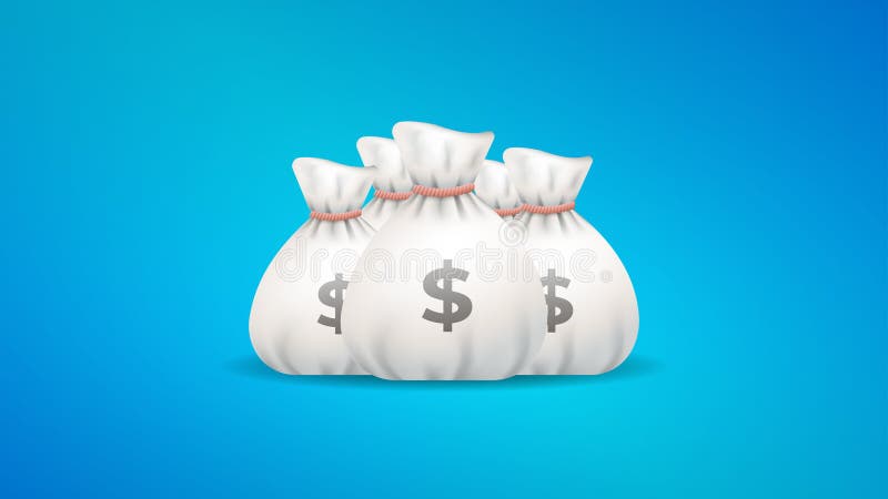 Stack of Money Bags on Blue Background Stock Vector - Illustration of ...
