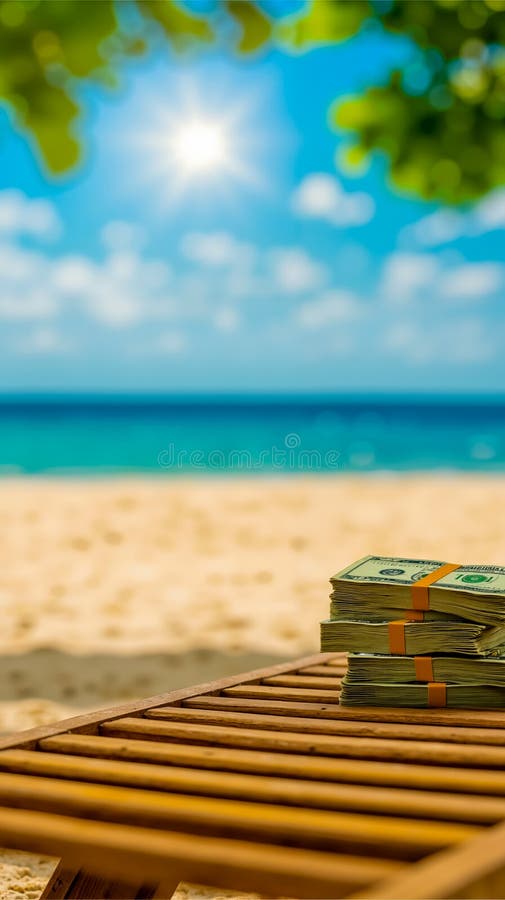 Stack Money Sitting Top Wooden Chair Beach Stock Photos - Free ...