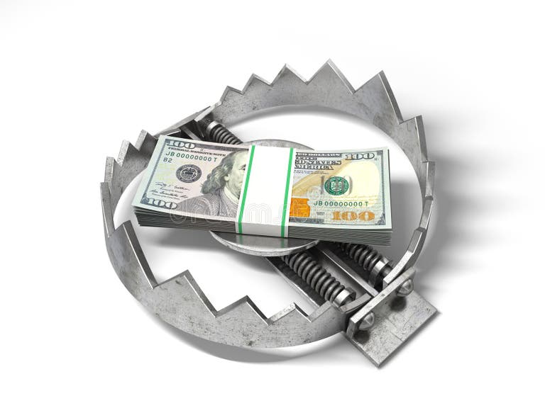 Stack of Money in the Bear Metal Trap Stock Illustration - Illustration ...