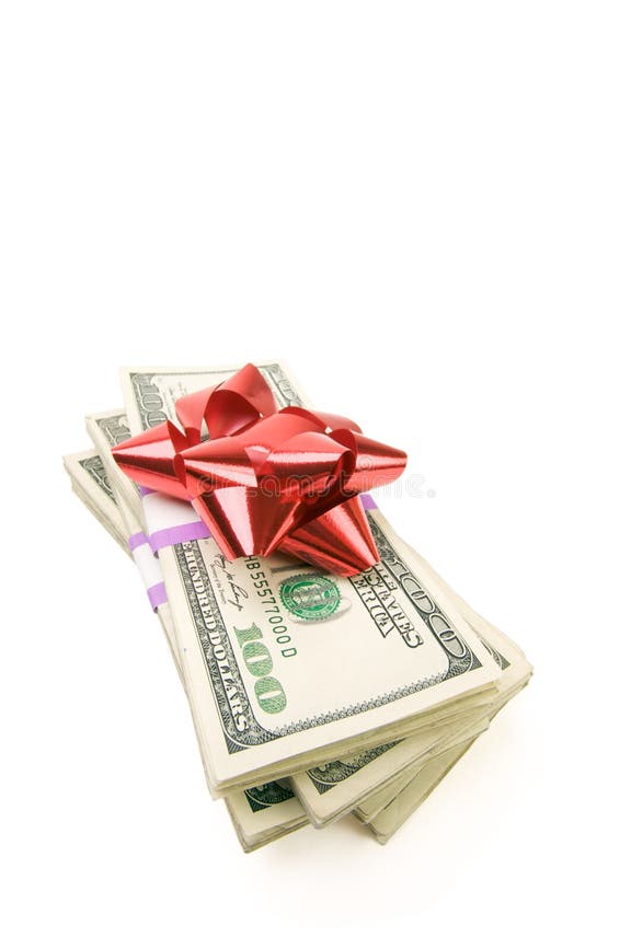 Stack of Money with Bow stock photo. Image of note, profit - 7136802