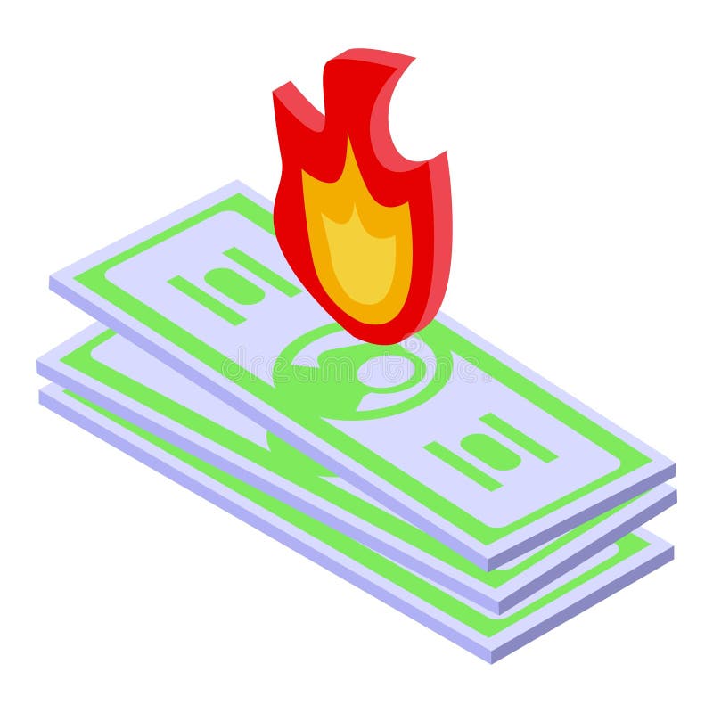 Stack of Money is Burning in Fire Inflation Concept Stock Illustration ...