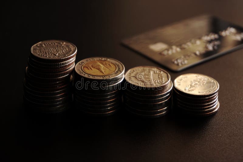 Stack of Money Coin on Black Background, Saving Money Concept Stock ...