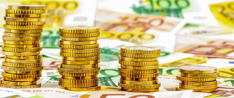 Stack of Money Coins, Falling Curve Stock Photo - Image of development ...