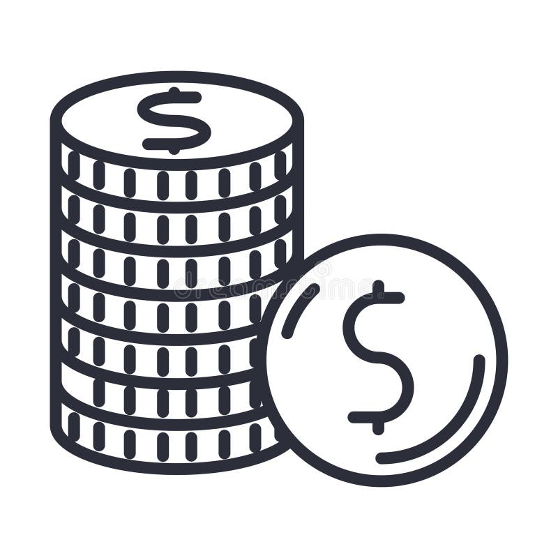 Stack of Money Coins Icon Line Stock Vector - Illustration of finance ...