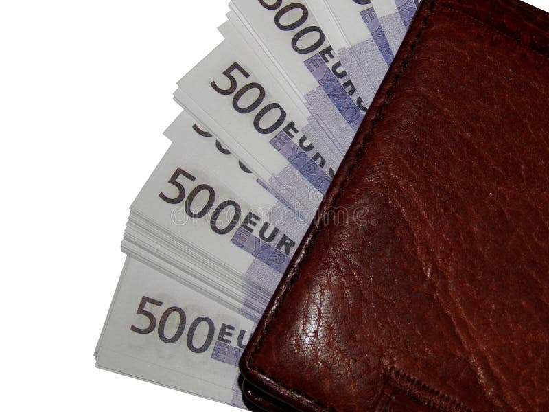 A Stack of Money 500 Euro Purse Stock Image - Image of savings, purse ...