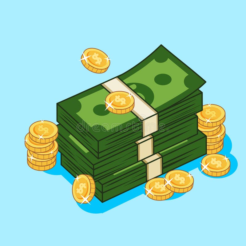 Stack of Money and Gold Coins Vector Illustration Stock Vector ...
