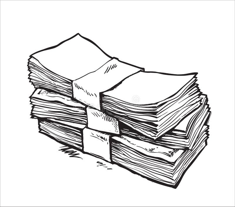 Heap of money hand drawing stock vector. Illustration of cash - 89420169