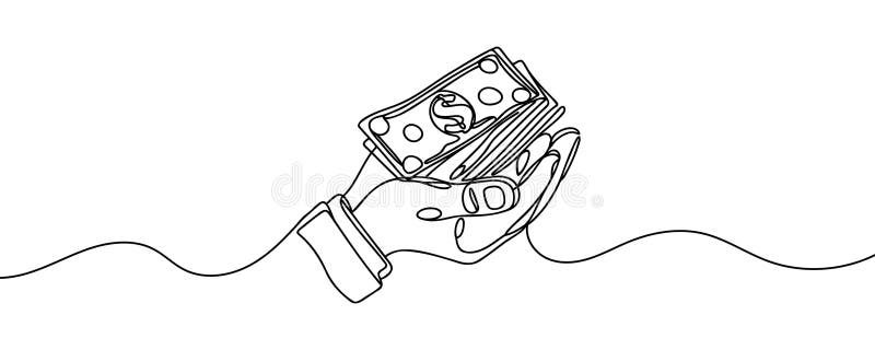 A Stack of Money in Hands, 100 Dollars in One Line. Continuous Money ...