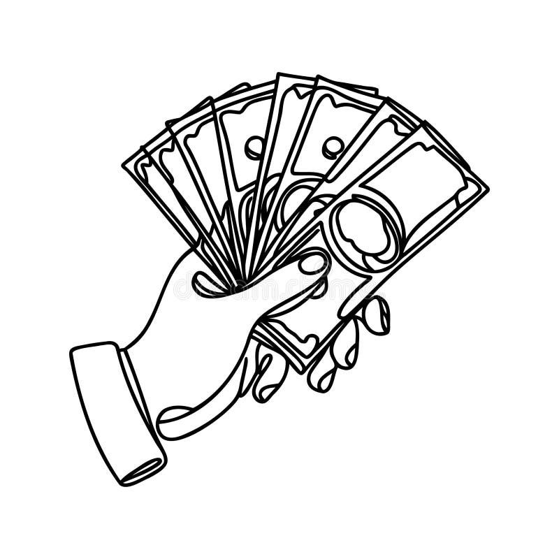A Stack of Money in Hands, 100 Dollars in One Line. Continuous Money ...