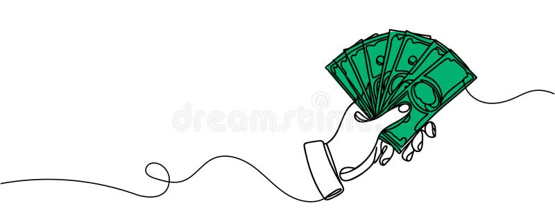 A Stack of Money in Hands, 100 Dollars in One Line. Continuous Money ...