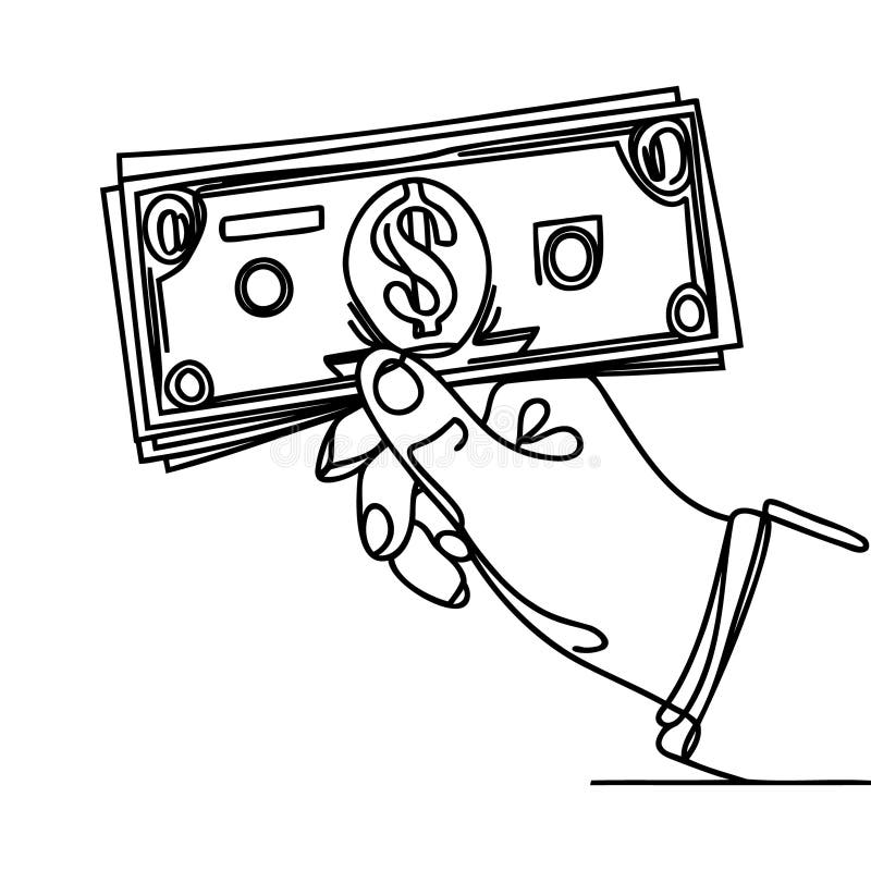 A Stack of Money in Hands, 100 Dollars in One Line. Continuous Money ...