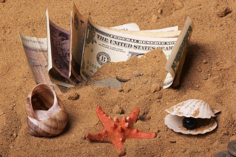 Currency And Shells And The Sea Is The Best Vacation Stock Image ...