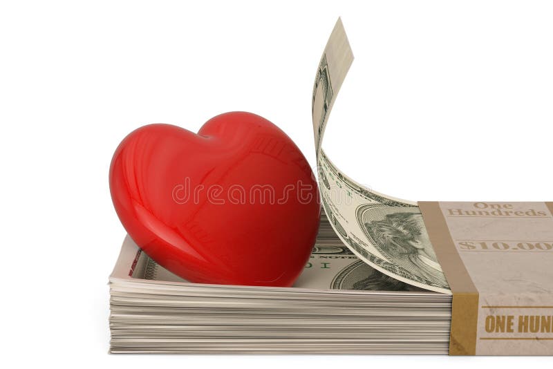 Stack of Money Opening and Show Heart Isolated on White Background 3D ...