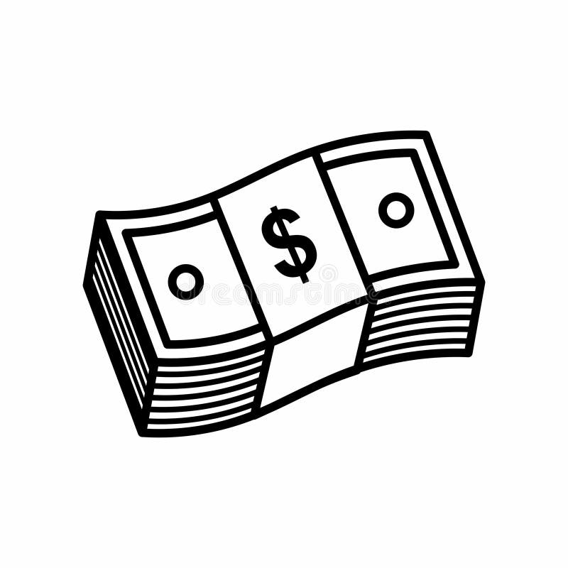 Stack of Money Outline Icon Vector Stock Vector - Illustration of ...