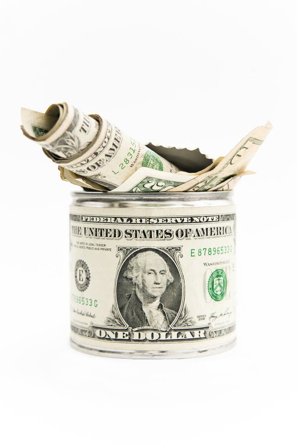 Stack of Money in the Tin Box. Stock Photo - Image of reflection, bill ...