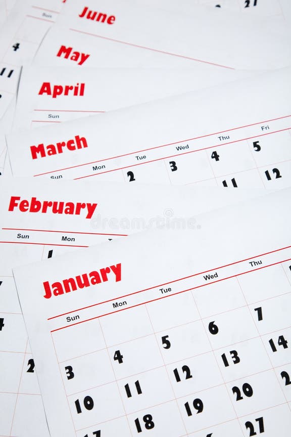 Stack of monthly calendars stock image. Image of years - 11583577