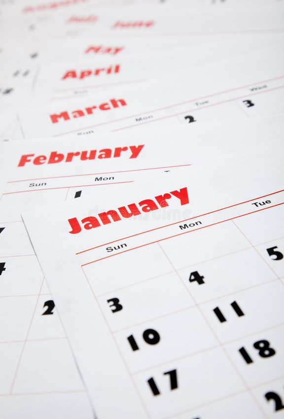 Stack of monthly calendars stock photo. Image of planning - 11596944