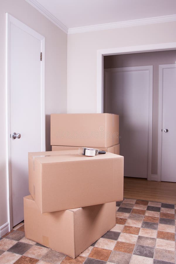 Stack of moving boxes stock photo. Image of space, brown - 56151062