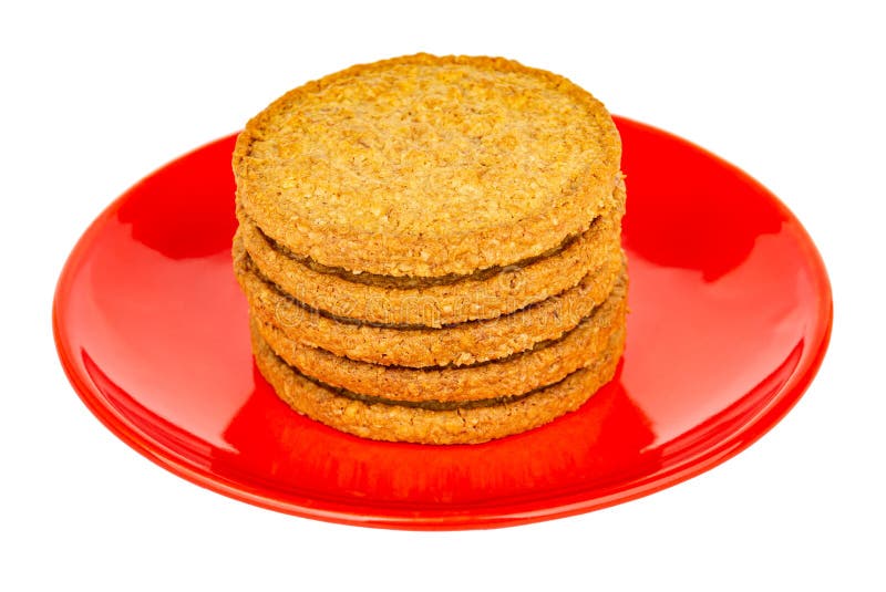 Stack of Muesli Cookies in Saucer Isolated on White Stock Image - Image ...